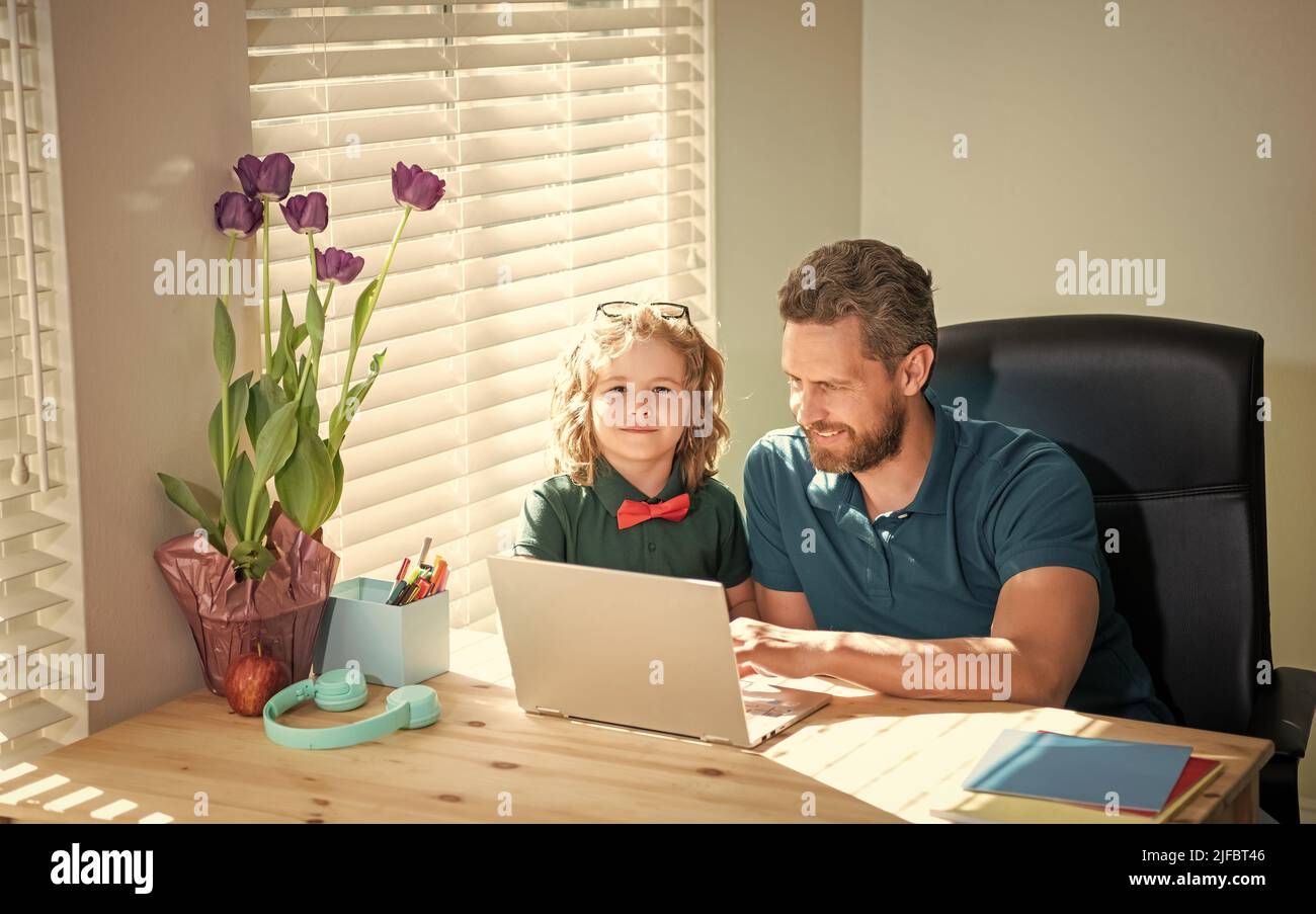 family blog. nerd boy do homework with teacher. webinar video lesson ...