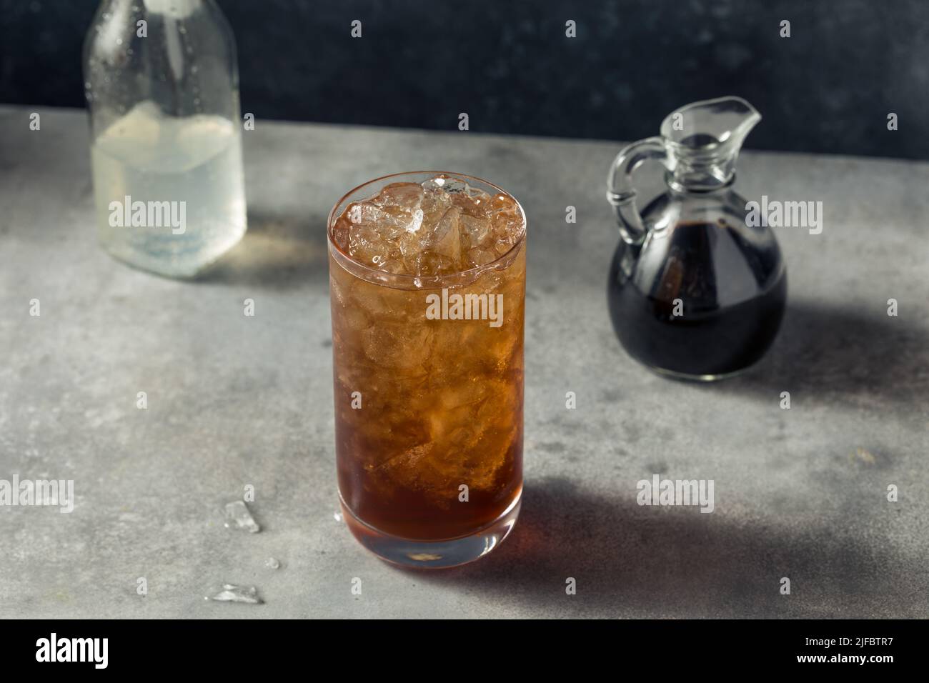 Healthy Trendy Balsamic Viniger Soda Water with Ice Stock Photo - Alamy
