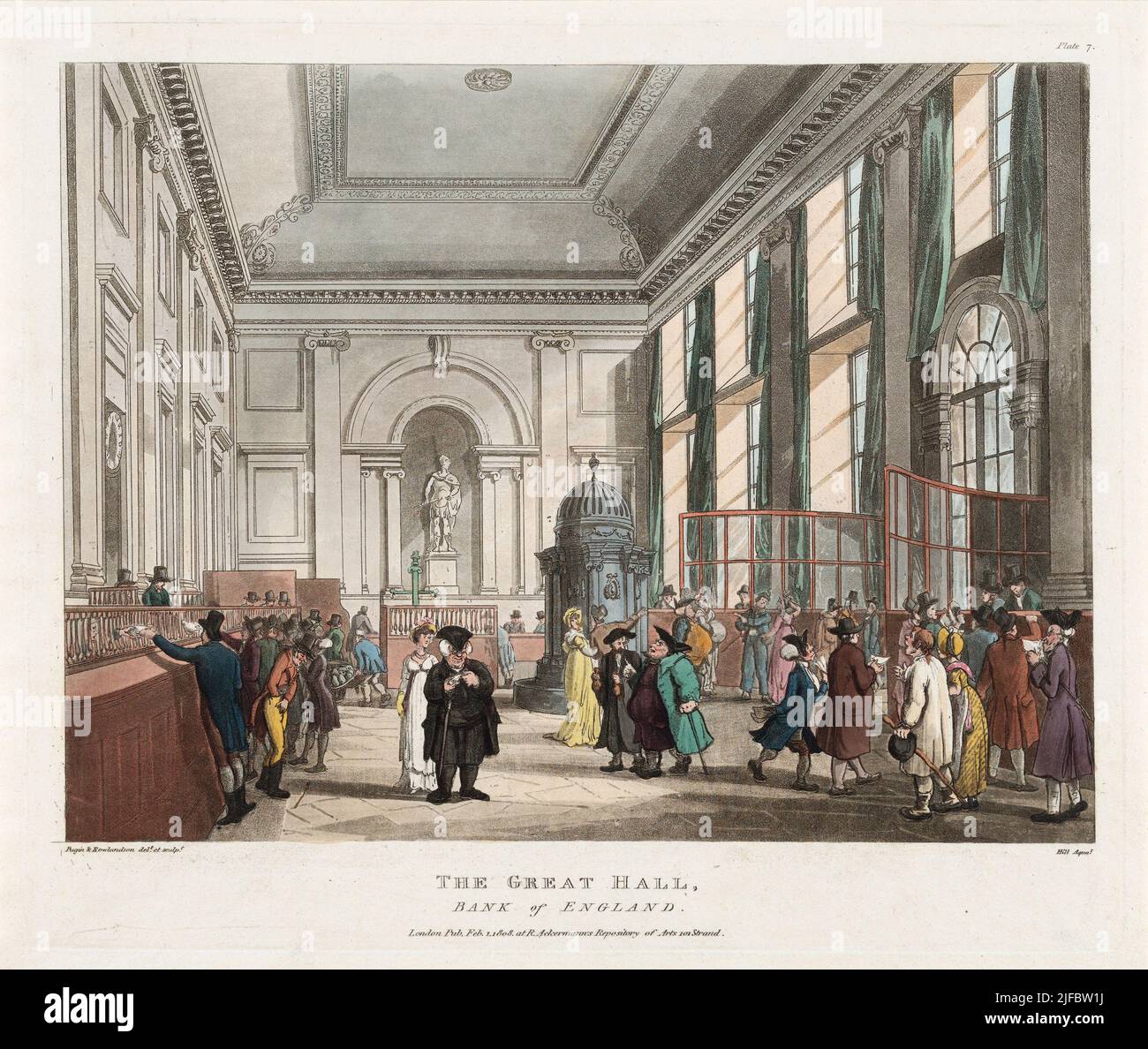 The Great Hall, Bank of England, London, February 1, 1808 Artist ...