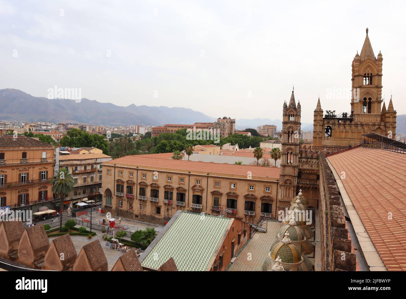 Palermo, Sicily (Italy): view from rooftop of The Cathedral of Palermo ...