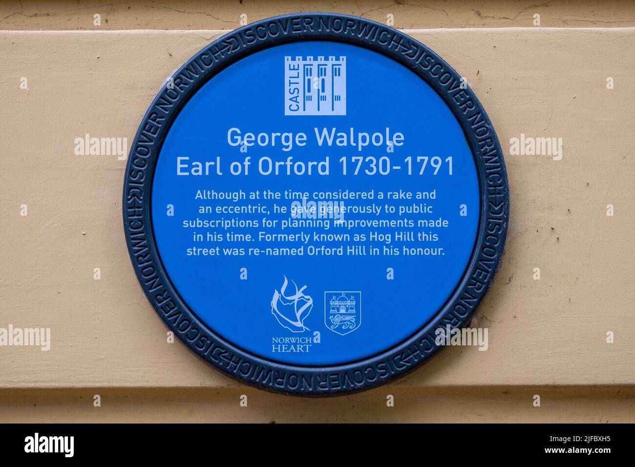 Norwich, UK - May 15th 2022: Plaque dedicated to George Walpole, Earl ...