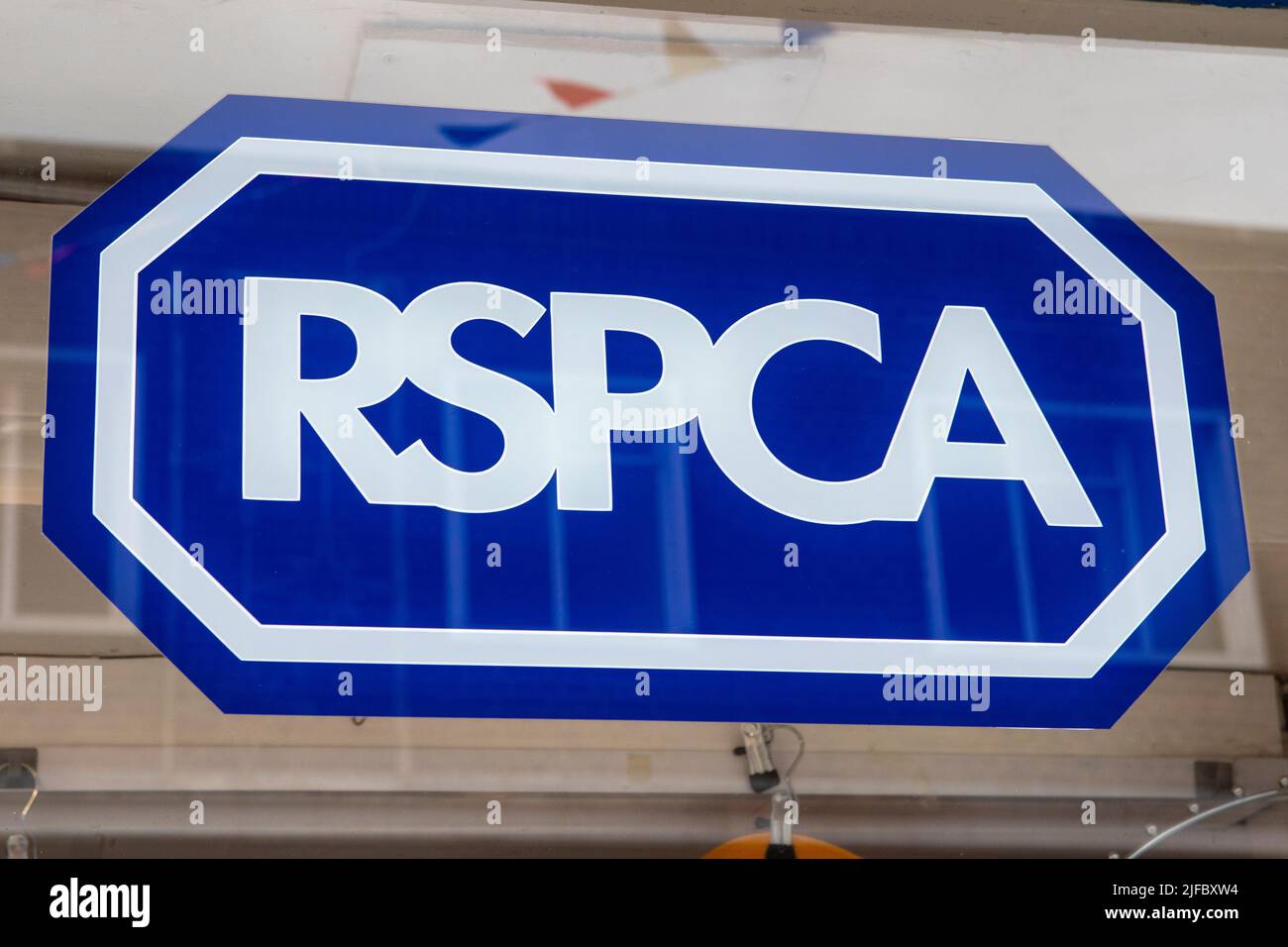 Norfolk, UK - May 16th 2022: Close-up of the RSPCA sign on the exterior ...