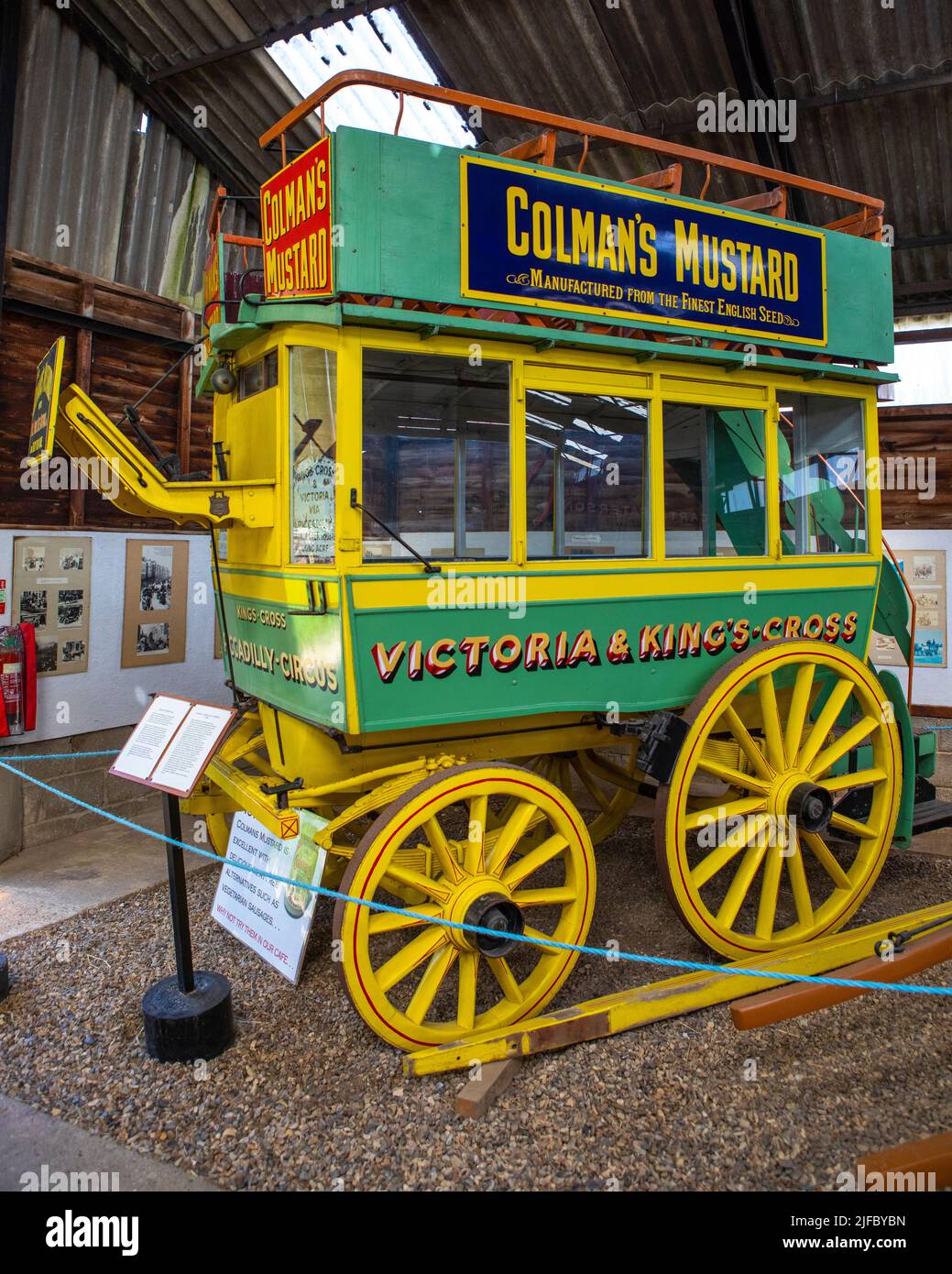 Norfolk, UK - May 17th 2022: A vintage horse-drawn omnibus, also known ...