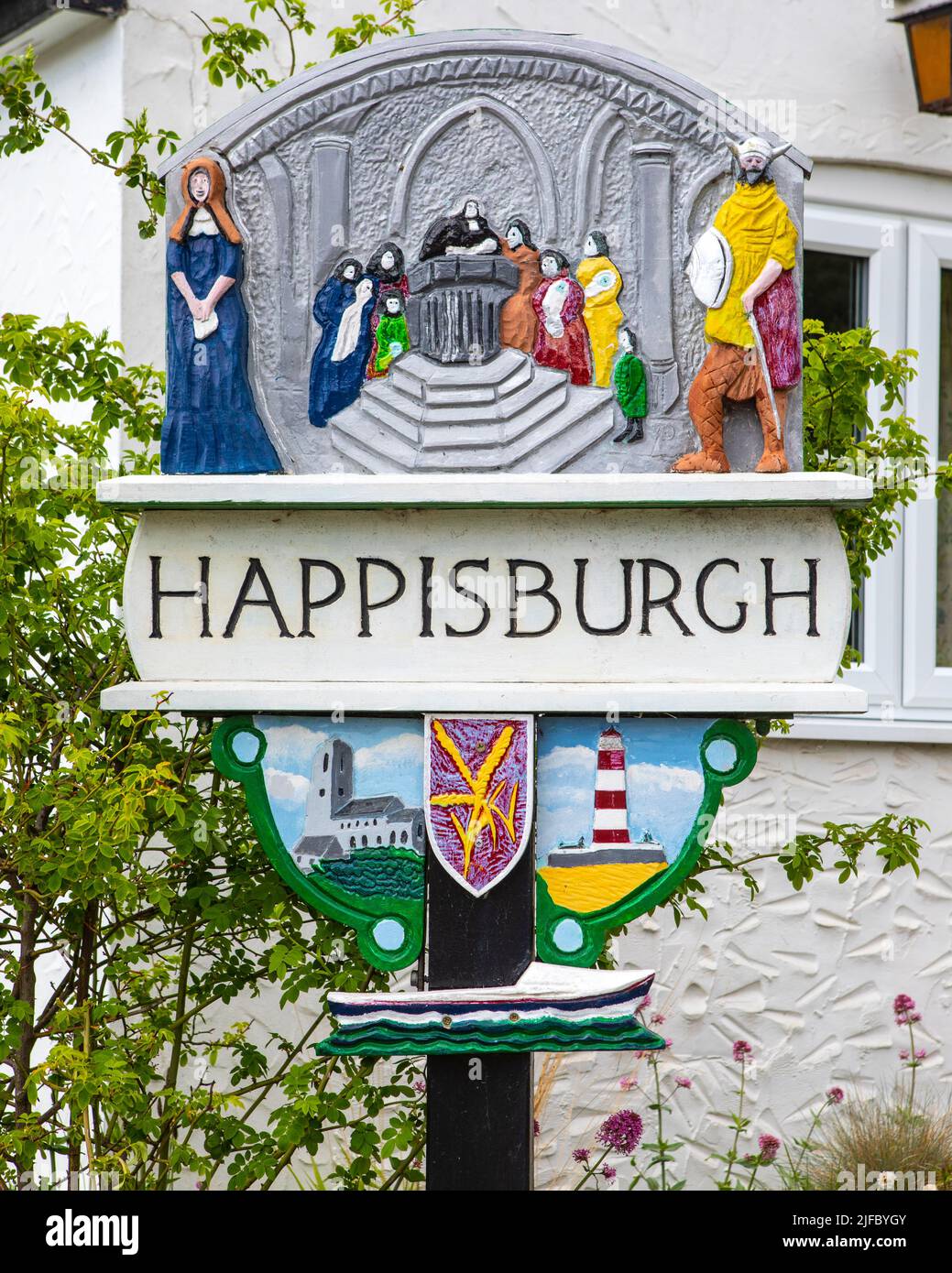 Norfolk, UK - May 17th 2022: A traditional sign in the pretty village ...