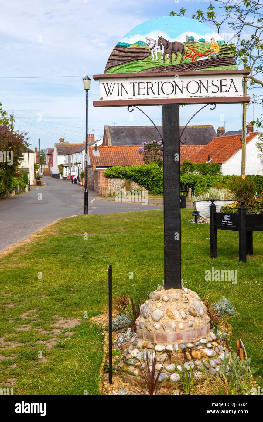 Norfolk, UK - May 17th 2022: Traditional sign in the lovely coastal ...