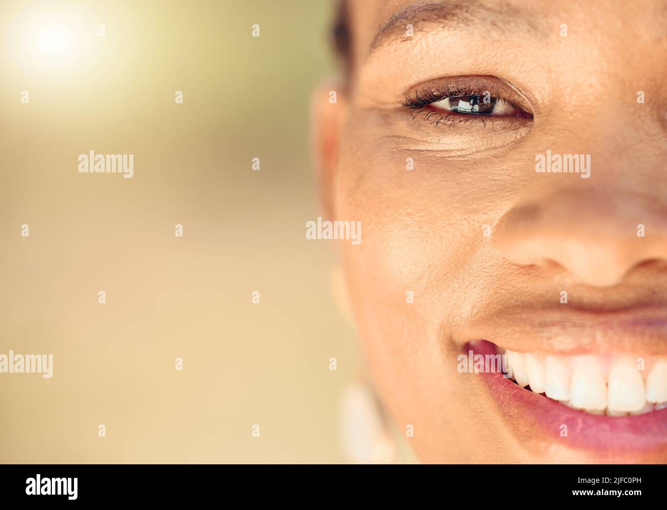 Closeup portrait of a beautiful young African American woman face ...