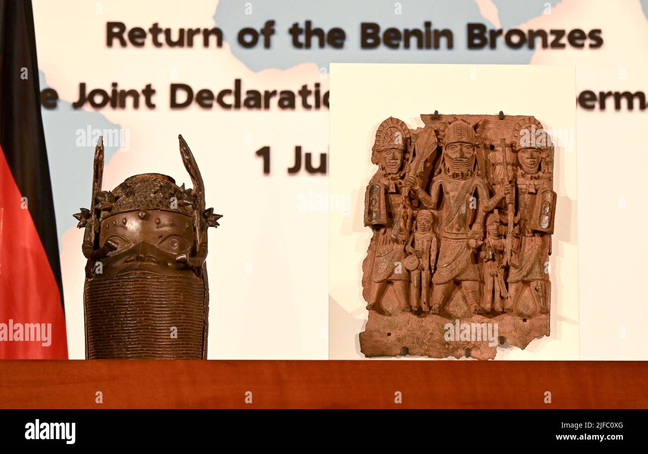 Berlin, Germany. 01st July, 2022. The Benin bronzes on the verge of ...