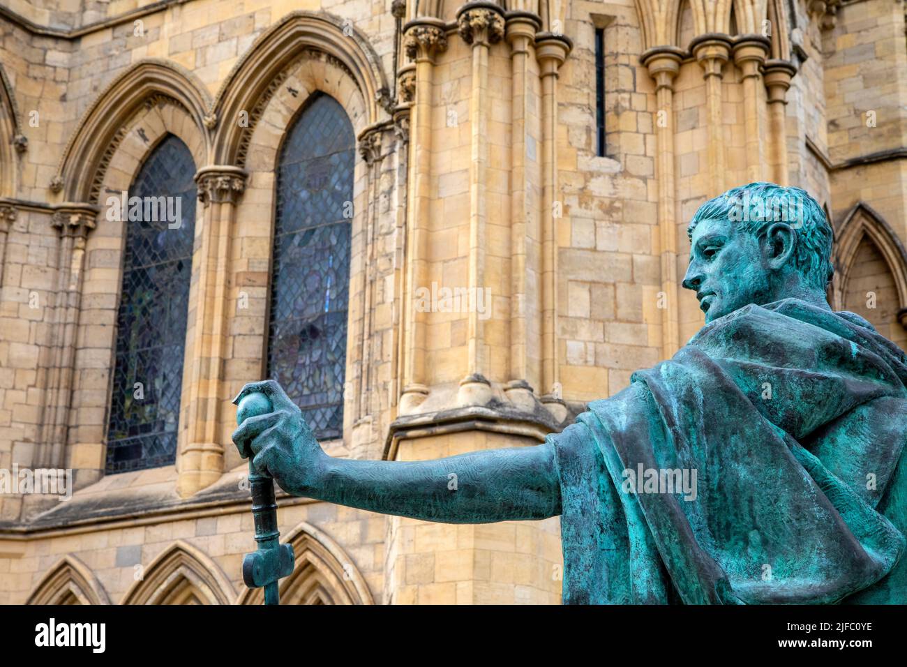 The statue of Roman Emperor Constantine the Great, with the exterior of ...