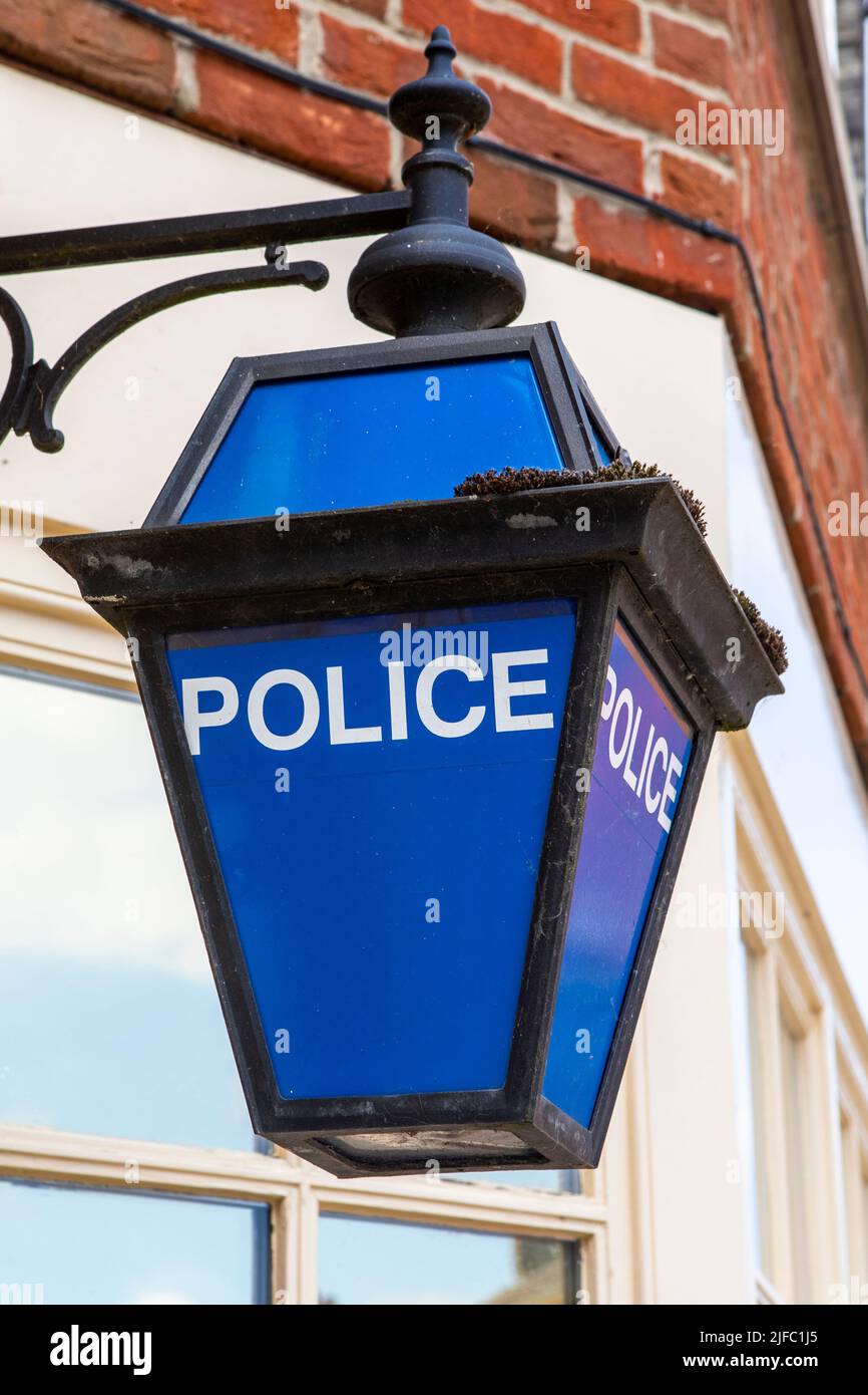 Close-up of a traditional POLICE lamp sign in the UK Stock Photo - Alamy