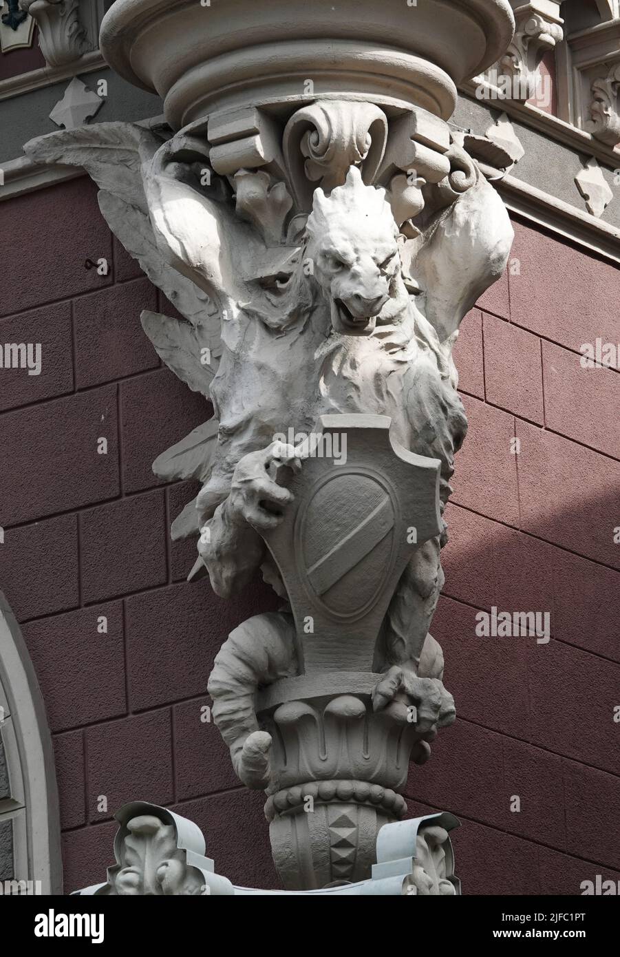 Kiev, Ukraine June 10, 2021: Sculpture of the Griffin - Lion in the ...