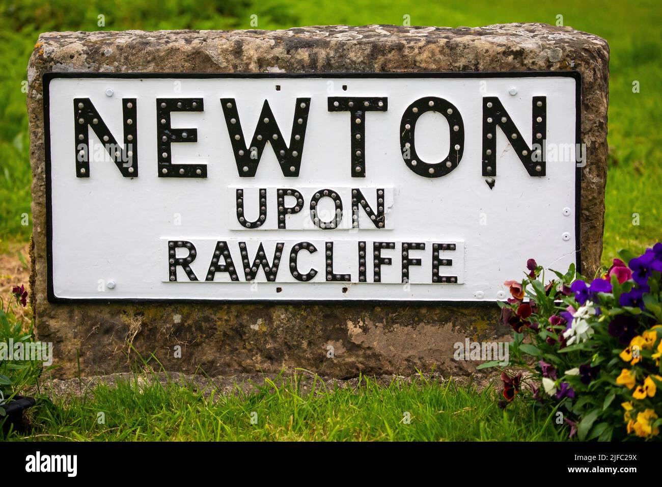 A sign for the village of Newton Upon Rawcliffe in North Yorkshire, UK ...