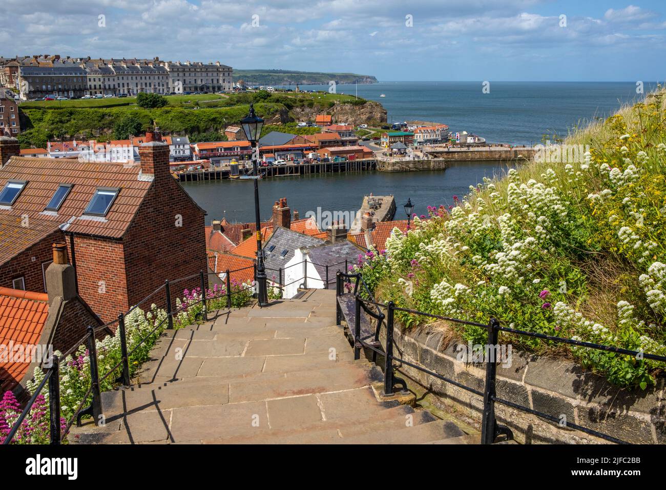 The stunning view from the 199 Steps, looking over the seaside town of ...