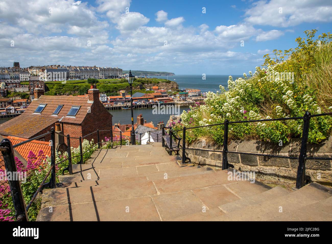 The stunning view from the 199 Steps, looking over the seaside town of ...