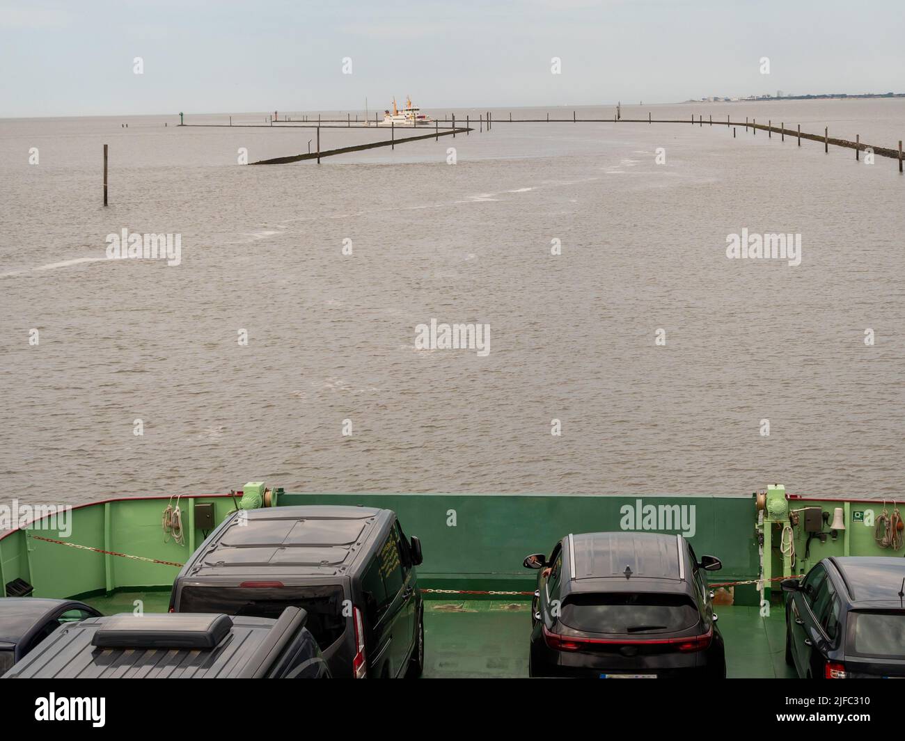 The barge transports cars and people. Barge for transportation Stock ...