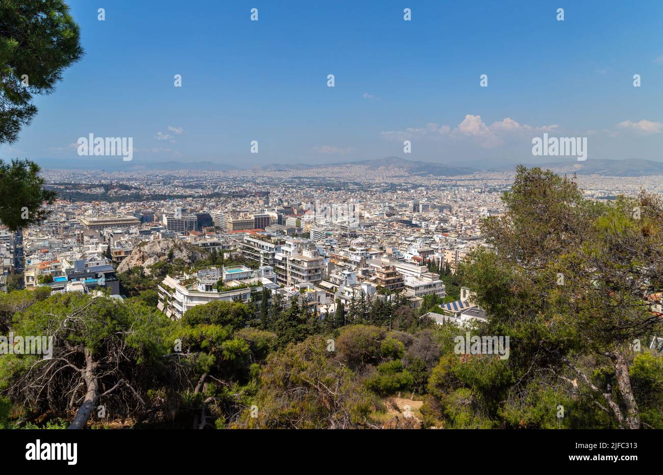 Dense living and architecture in Athens, Greece. Residential district ...