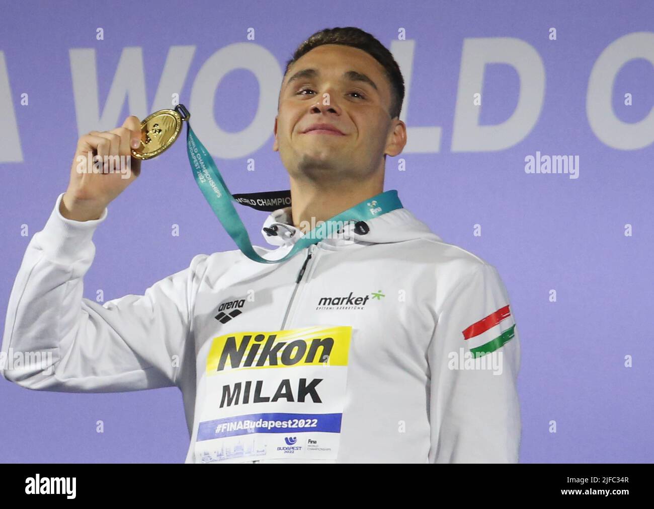 Kristof Milak of Hongrie Podium 200 M Butterfly Men during the 19th ...
