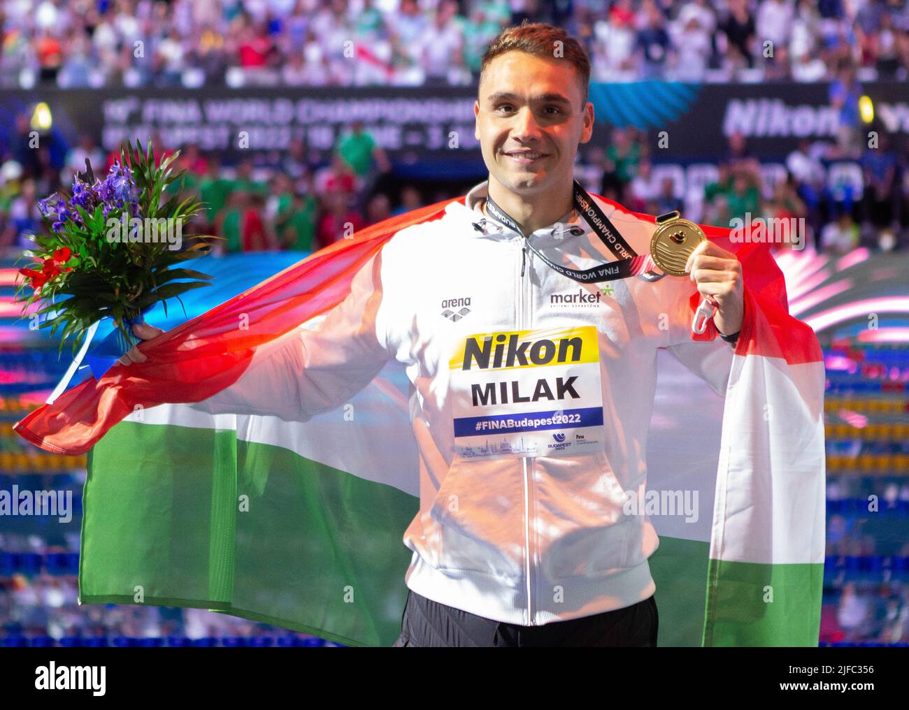 Kristof Milak of Hongrie Podium 200 M Butterfly Men during the 19th ...