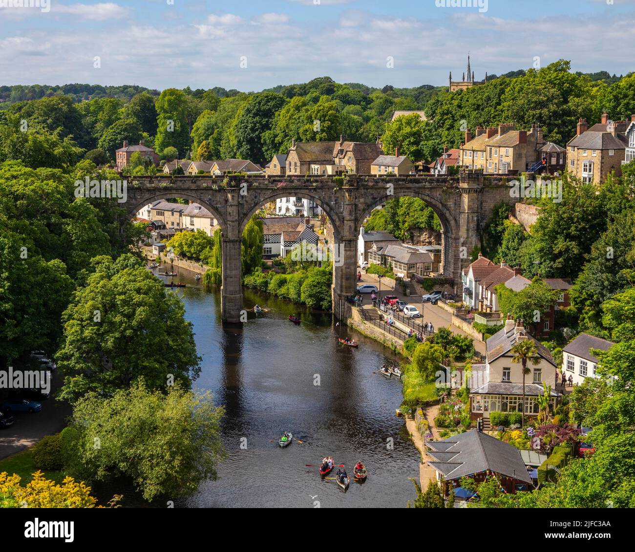 Knaresborough Viaduct spanning over the River Nidd in the beautiful ...