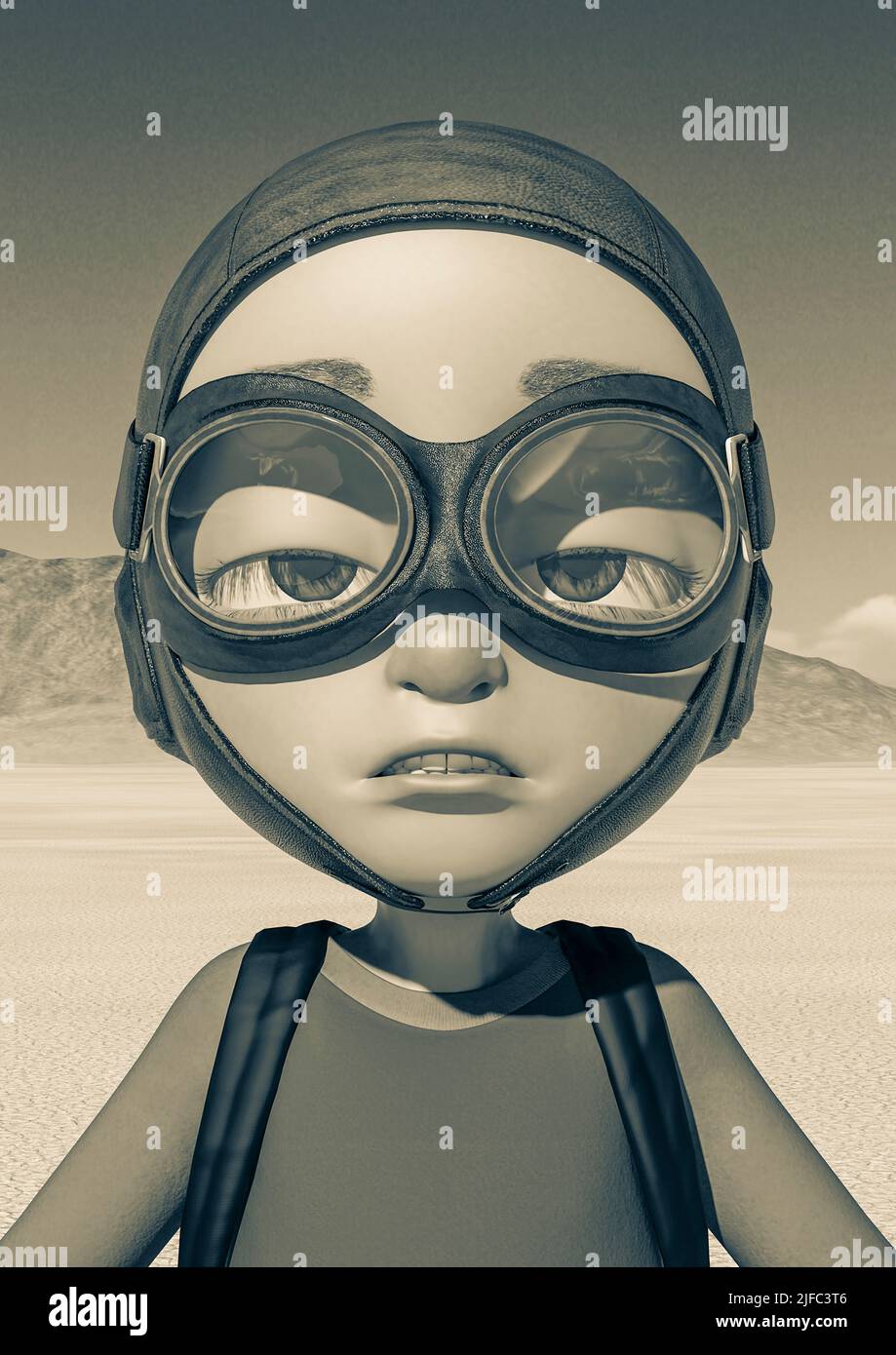 little boy cartoon bored expression, 3d illustration Stock Photo - Alamy