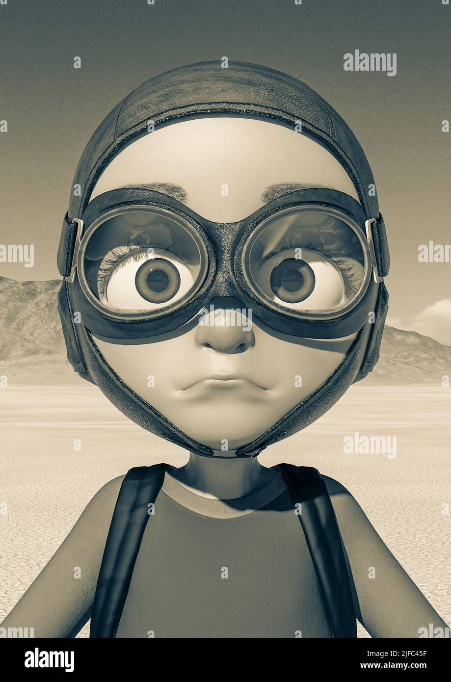 little boy cartoon grumpy expression, 3d illustration Stock Photo - Alamy