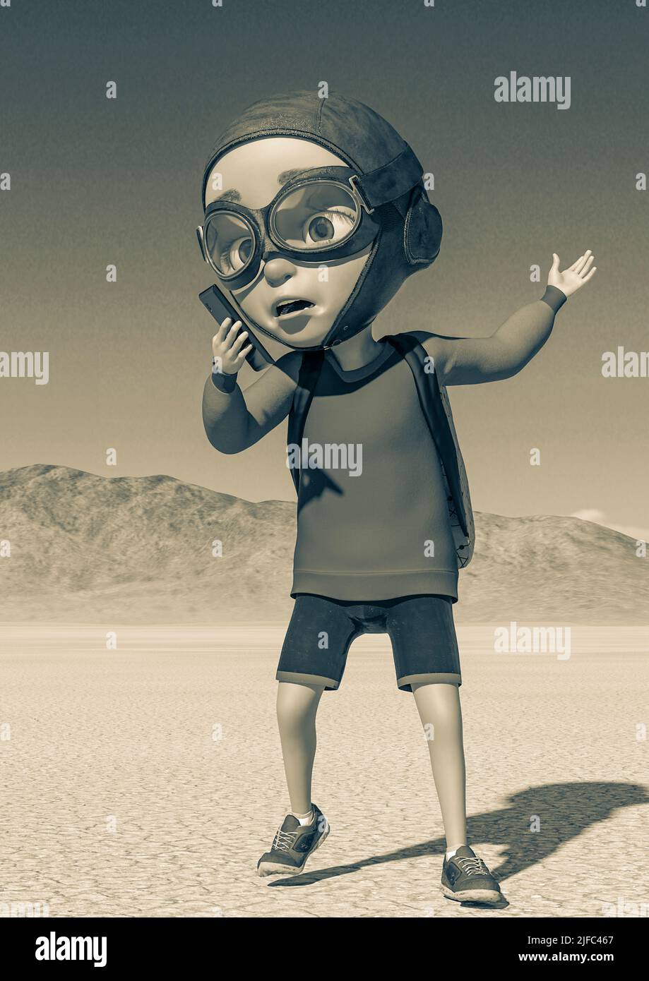 little boy cartoon holding a bad news, 3d illustration Stock Photo - Alamy