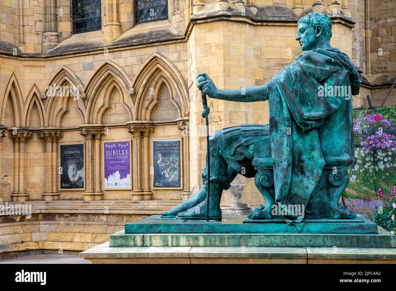 York, UK - June 6th 2022: The statue of Roman Emperor Constantine the ...