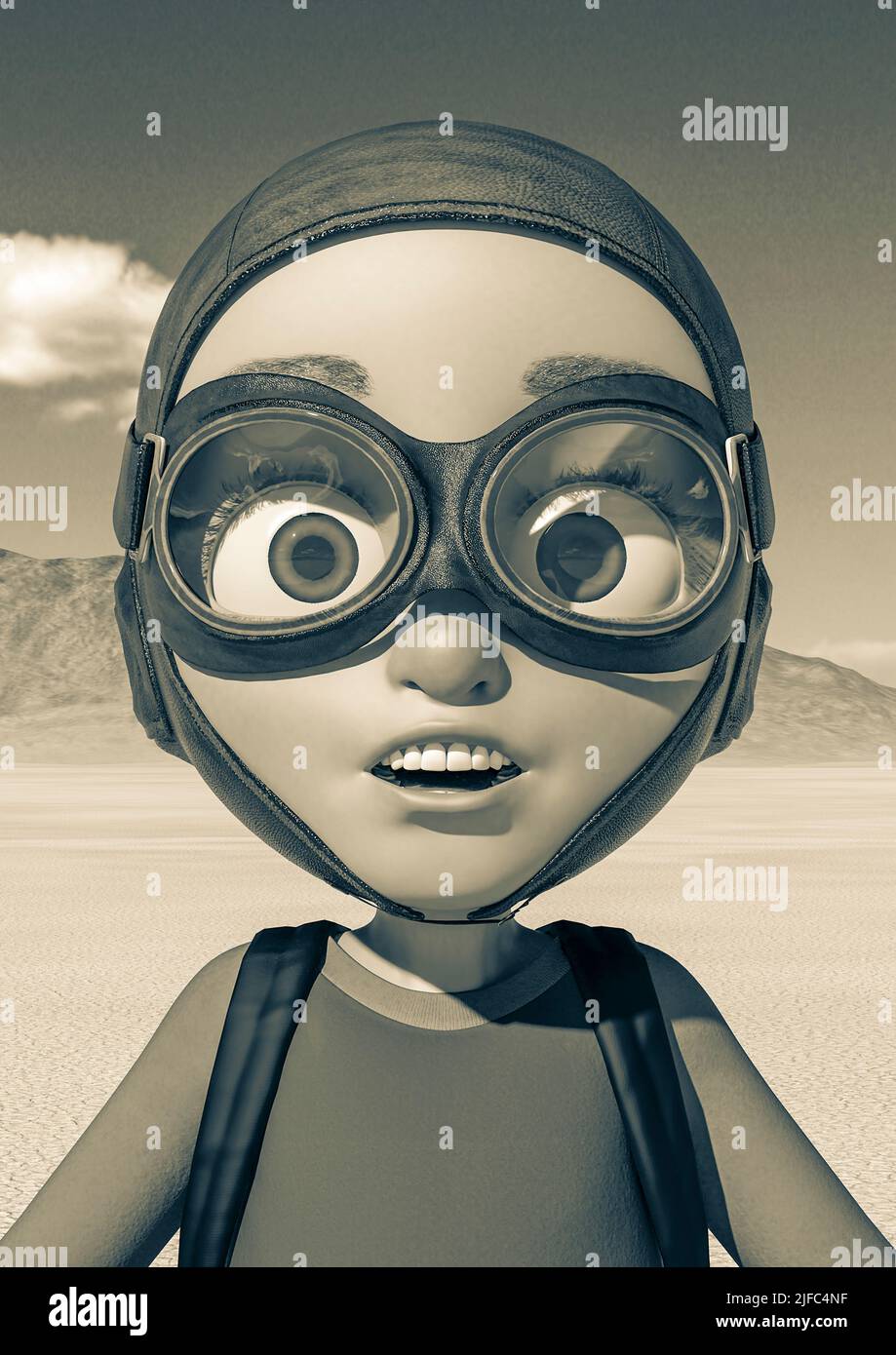 little boy cartoon impressed expression, 3d illustration Stock Photo ...