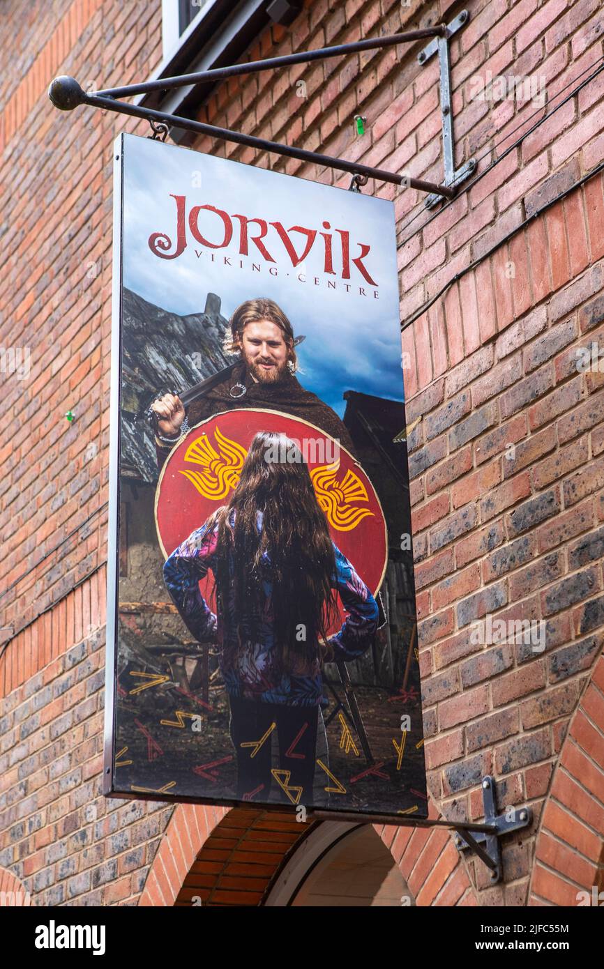 York, UK - June 6th 2022: A sign above the entrance to the Jorvik ...