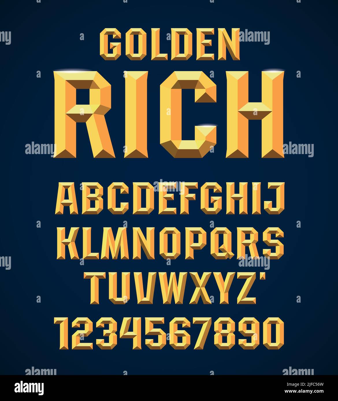 Decorative gold font, golden bars metallic beveled typeface alphabet ...