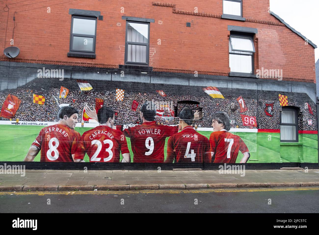 Street art celebrating the football history of Liverpool football team ...