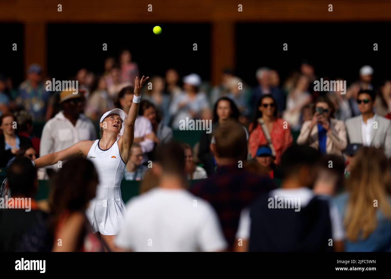Alicia Barnett in action during her mixed doubles match with partner ...