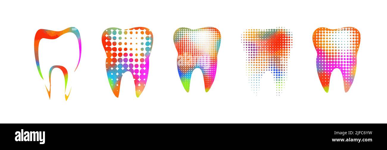 A set of colored teeth. Dentist logo. vector illustration Stock Vector ...