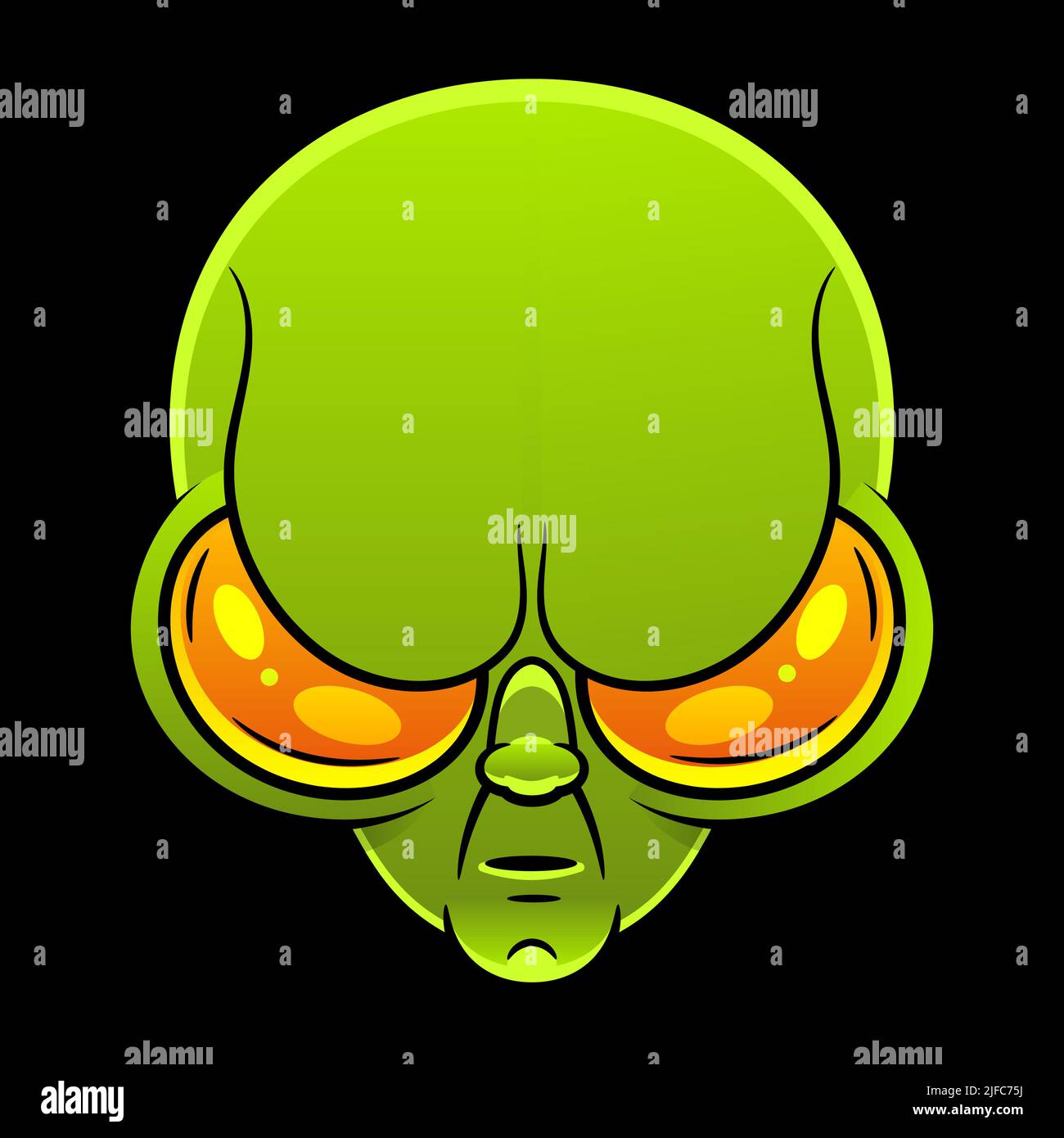 Green alien face emoji. Extraterrestrial humanoid head icon vector ...
