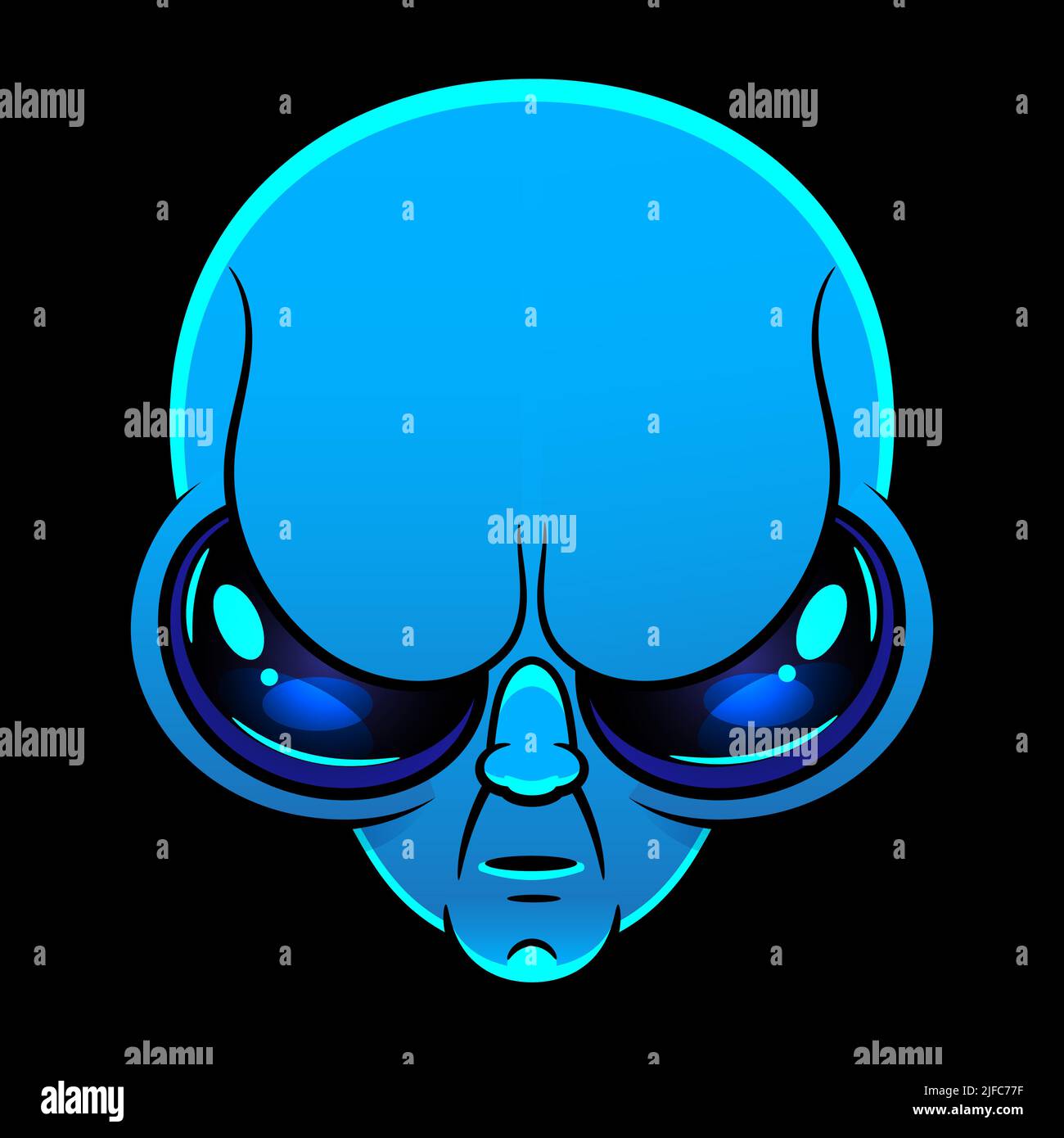 Green alien face emoji. Extraterrestrial humanoid head icon vector ...