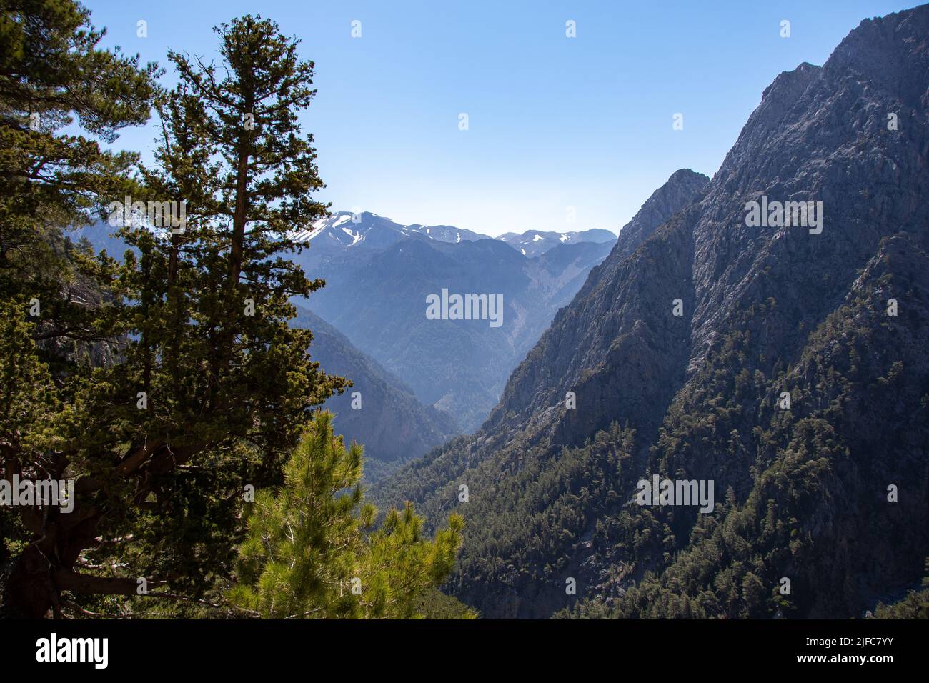 Beautiful landscape in the Samaria Gorge on the Greek island of Crete ...