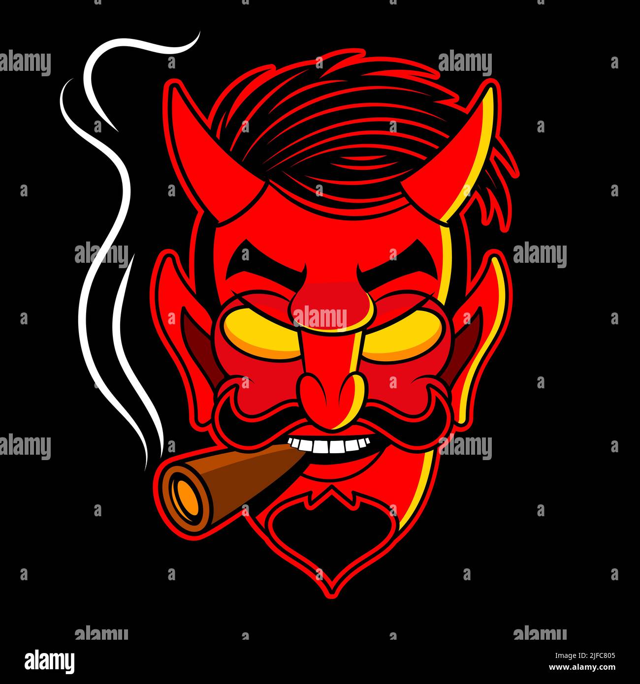Rockabilly Devil tattoo vector illustration in full color Stock Vector ...