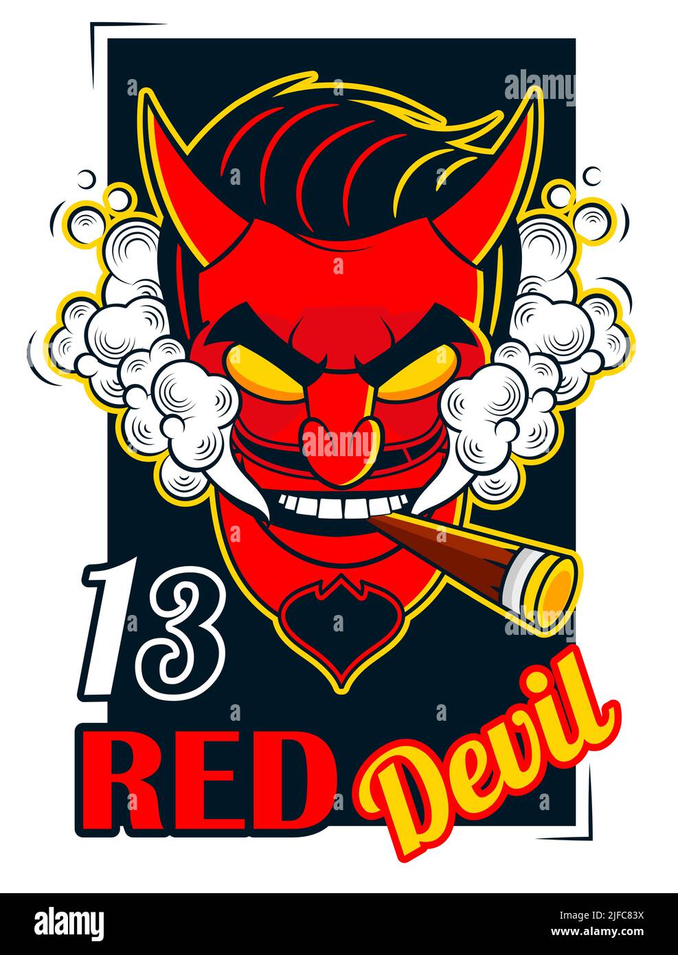 Rockabilly Devil tattoo vector illustration in full color Stock Vector ...