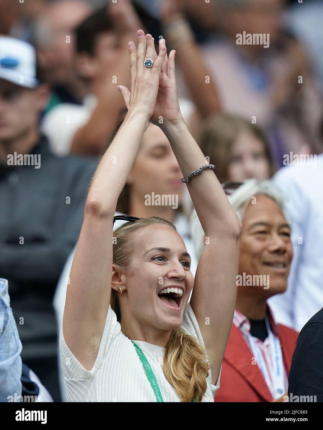 Louise Jacobi, girlfriend of Cameron Norrie, celebrates after his ...