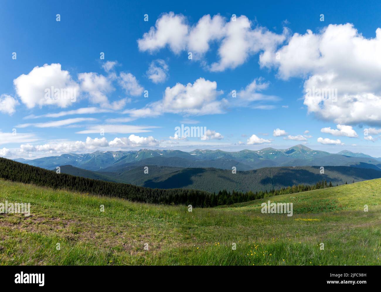Mount Hoverla hanging peak of the Ukrainian Carpathians against the ...