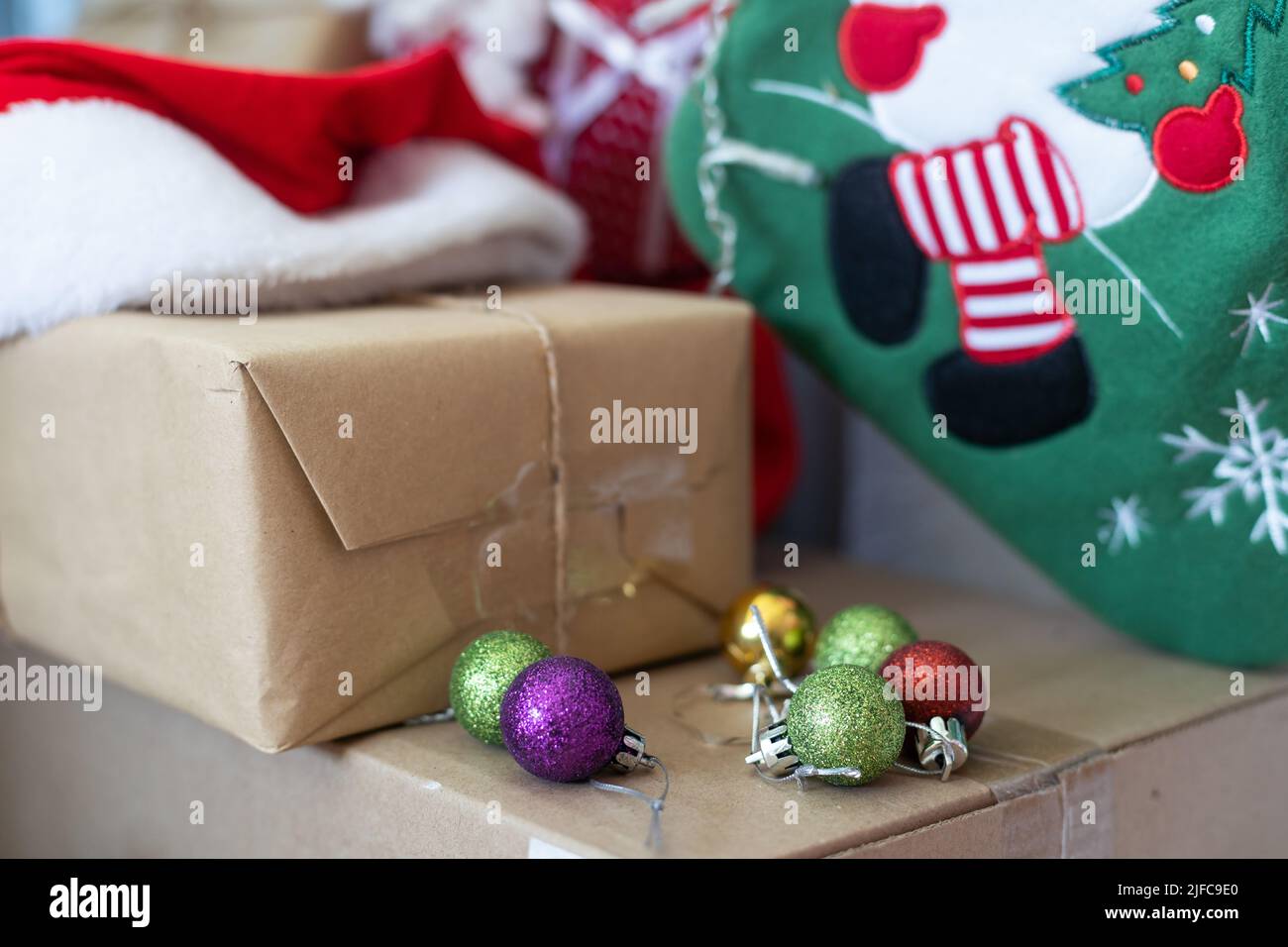 Gift boxes. New Year gift. Christmas gift. Christmas background with ...