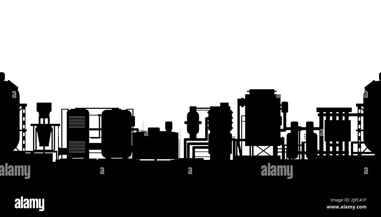 Production plant. Tanks motors and pipelines. Isolated on white ...