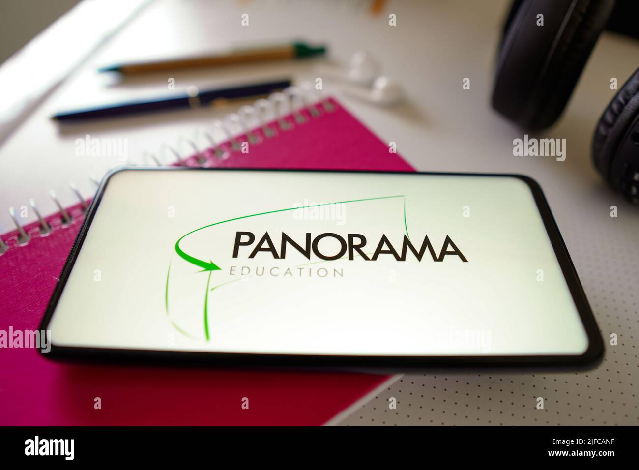 In this photo illustration the Panorama Education logo seen displayed ...
