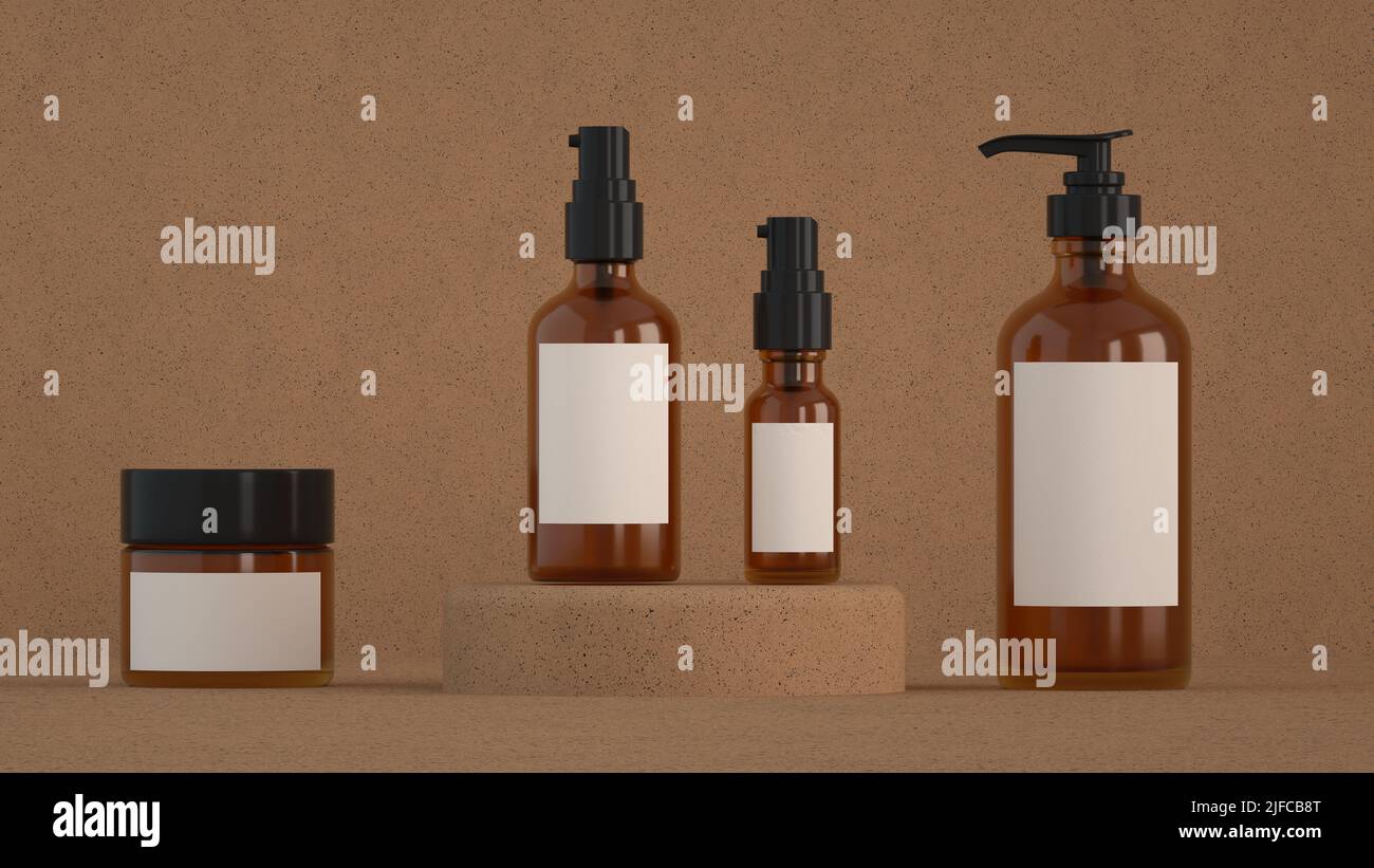 A 3D rendering of brown containers of skincare Stock Photo - Alamy