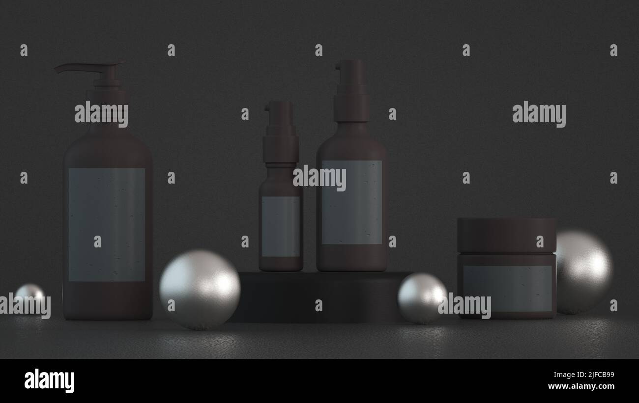 A 3D rendering of brown containers of skincare Stock Photo - Alamy