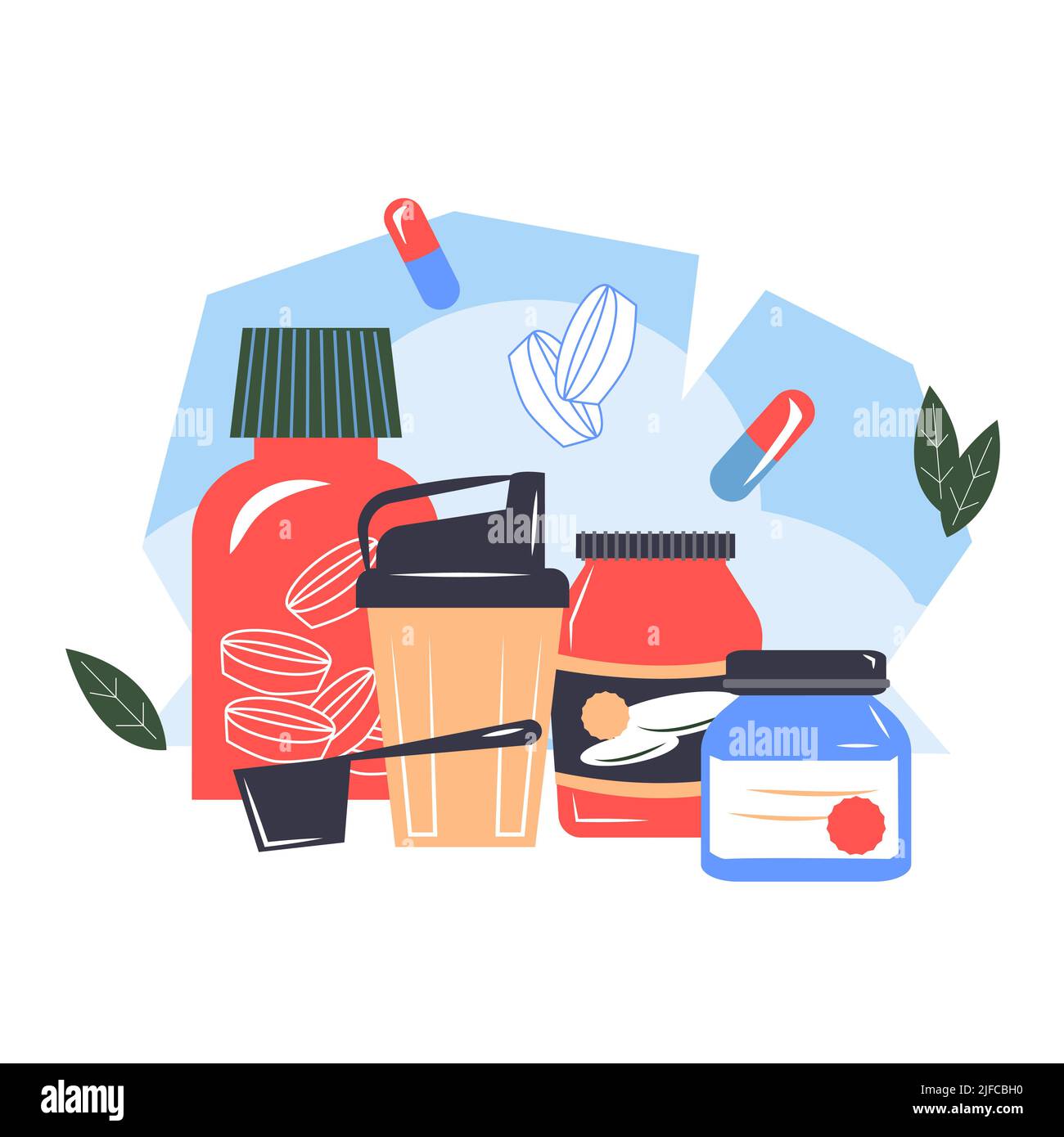 Sports nutrition and healthy eating banner concept, protein and amino ...