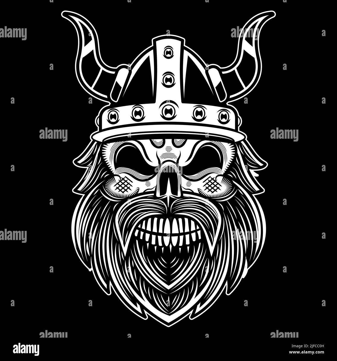 Viking Tattoo Bearded Barbarian Of Scandinavia Symbol Of Force