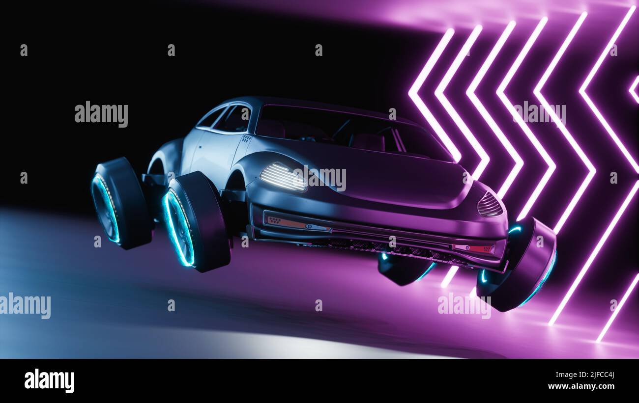 Futuristic transport vehicle with metaverse concept. 3d render Stock ...