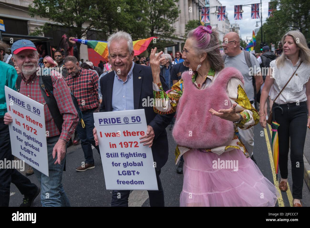 London, UK. 1st July 2022. Veterans at the front of the march. Gay ...