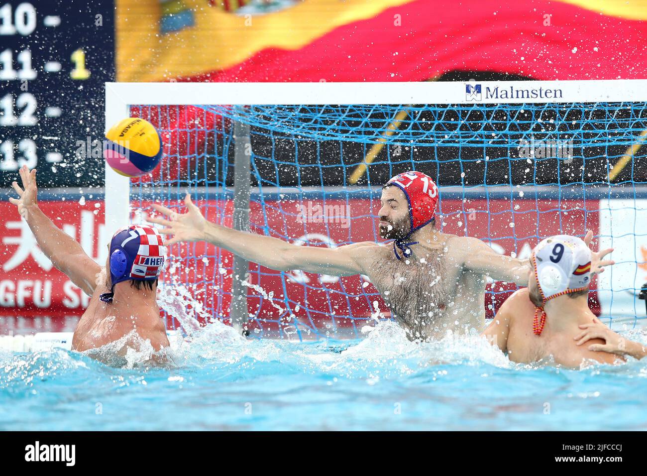 BUDAPEST, HUNGARY - JULY 1: Goalkeeper of Croatia Toni Popadic makes a ...