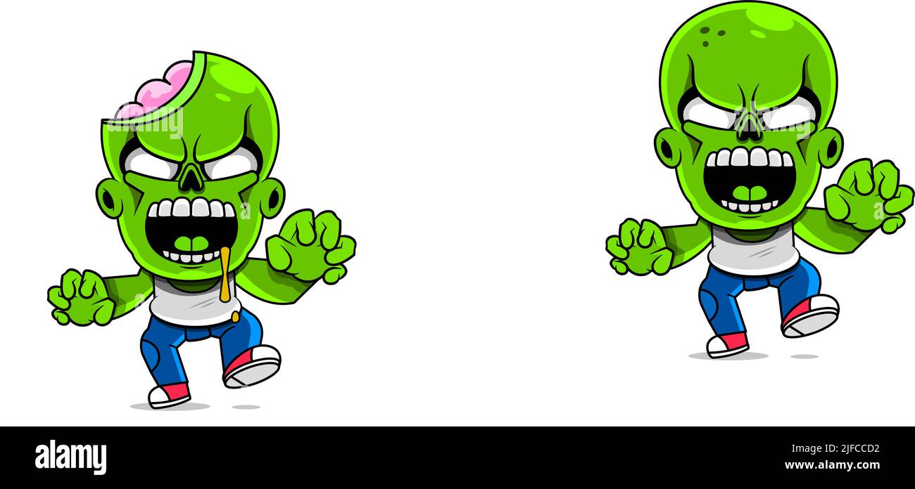 Vector illustration of halloween zombies. Green zombies. Ready for ...